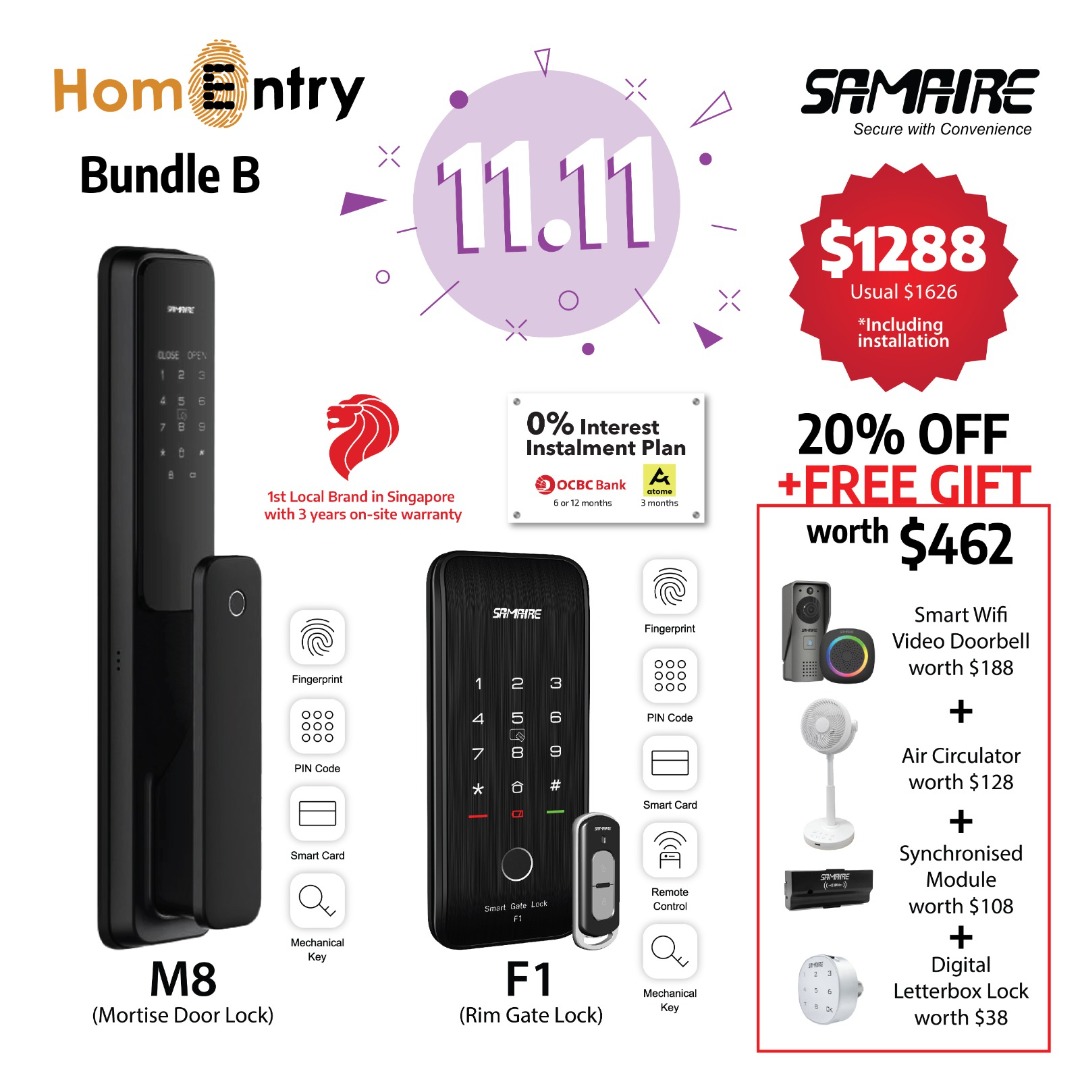 11.11 Samaire M8 + F1 Lock Bundle with Installation and Free Gifts ...