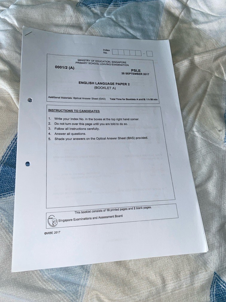 2017 PSLE English Paper 2 Booklet A, Hobbies & Toys, Books & Magazines ...