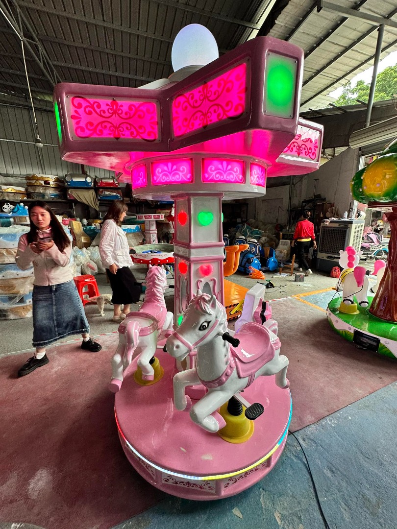 3 Players Carousel Merry Go Round Kids Toy Mini Vertical Coin Operated ...