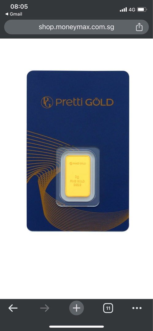 999.9 Pretti Gold Bar 3g+1g, Hobbies & Toys, Memorabilia & Collectibles ...