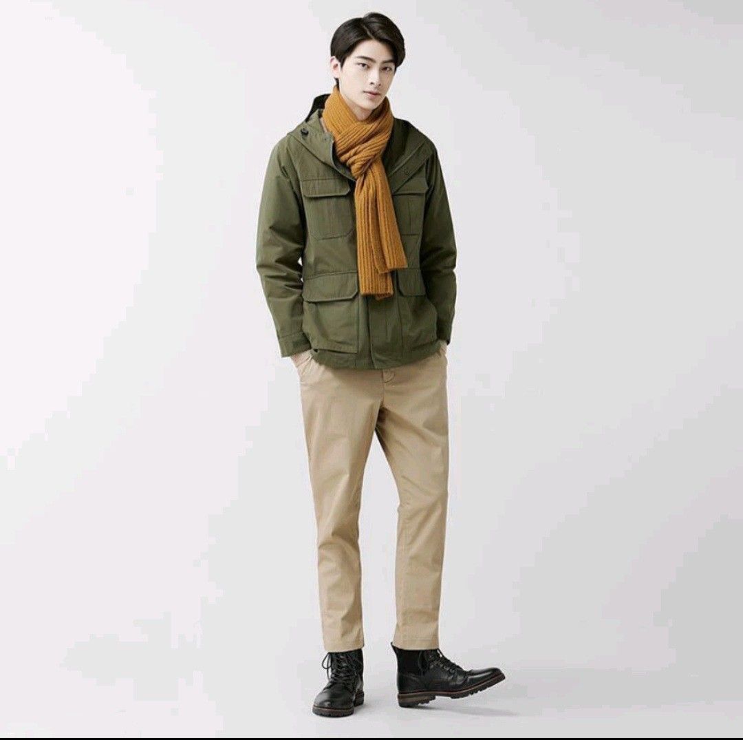 99新 超好看 lativ 軍綠色 防風拉鍊 魔鬼氈口袋 多口袋 機能外套 男 s碼 大衣 風衣 外套, 他的時尚, 外套、夾克、大衣在旋轉拍賣