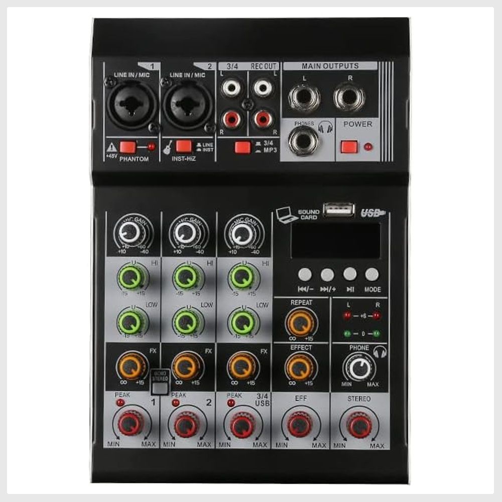 Aibedo Audio Mixer 4 Channel Mini Audio Mixer DJ controller Mini Family ...