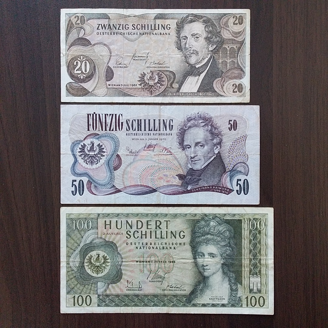 Austria 20 to 100 Schilling (1967-70) banknote, Hobbies & Toys ...