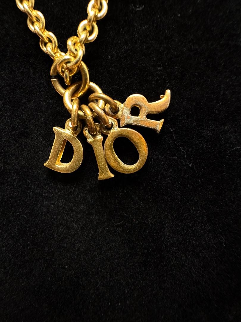 Authentic Vintage Christian Dior Logo Mini Letters Alphabet Necklace ...