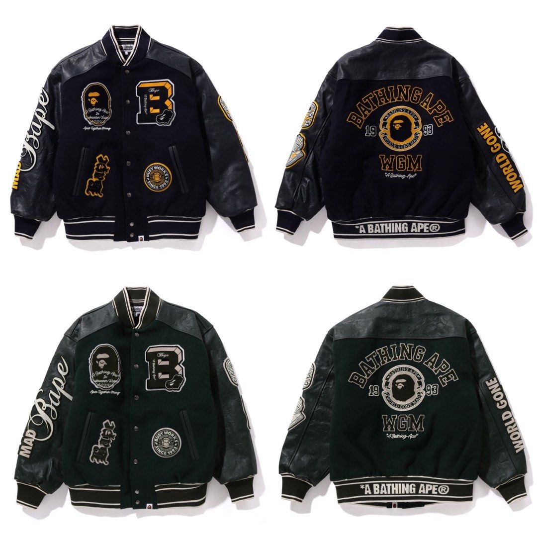 BAPE PATCH VARSITY JACKET, Men's Fashion, Coats, Jackets and Outerwear ...