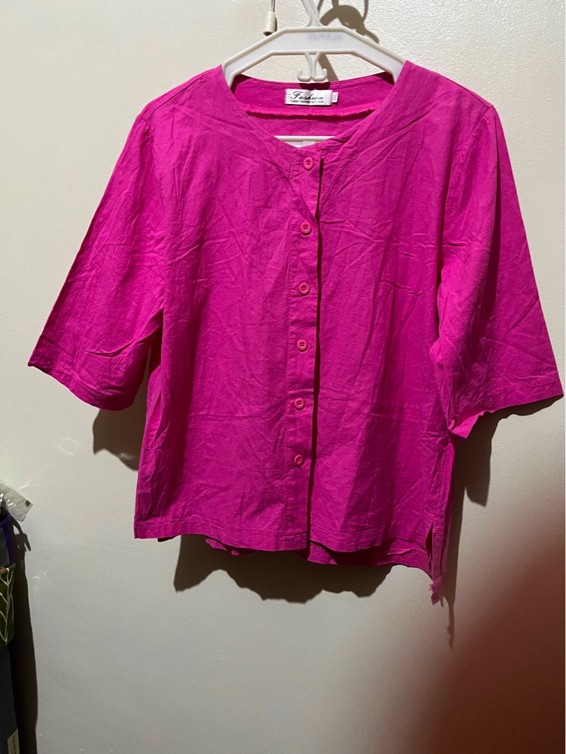 Barbie Pink Linen Blouse from BKK, Women's Fashion, Tops, Blouses on ...