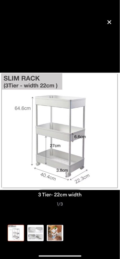 Beautiful 3 tier rack with rollers, Furniture & Home Living, Home ...