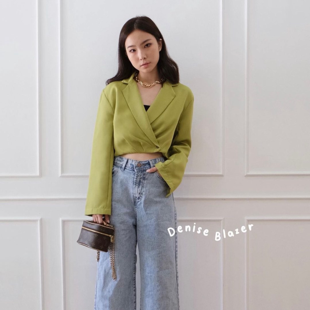 Blazer outer crop lime by Atwellapparel, Fesyen Wanita, Pakaian Wanita ...