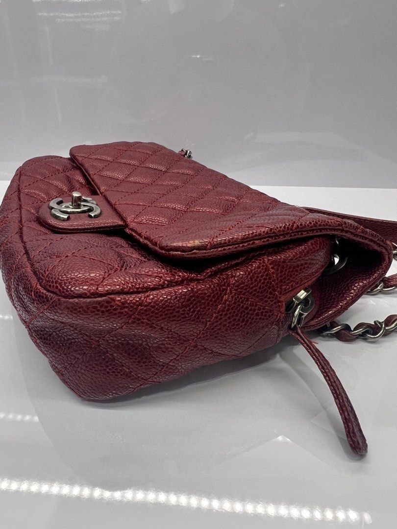 Chanel EZ flap caviar burgundy SHW, Luxury, Bags & Wallets on Carousell
