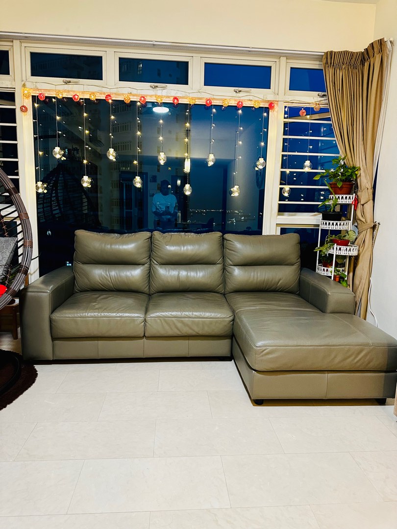 Cellini leather L shape sofa, Furniture & Home Living, Furniture, Sofas ...