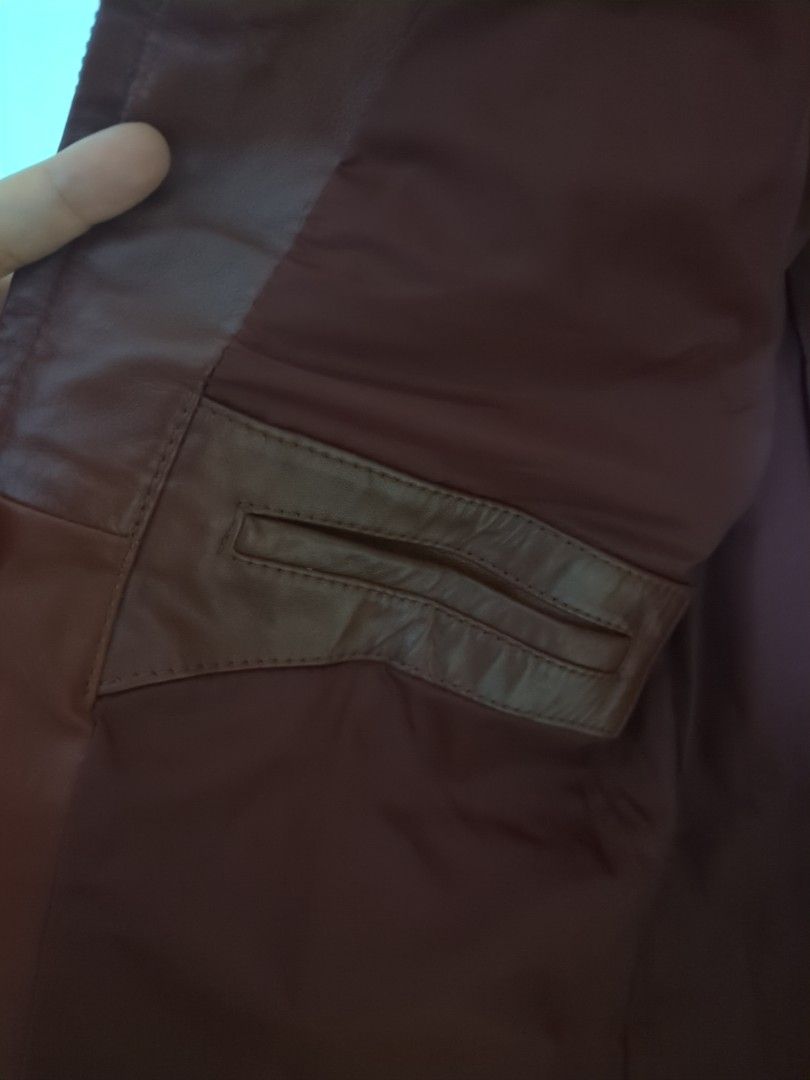 Chess King Maroon Leather Jacket, Women's Fashion, Coats, Jackets and ...