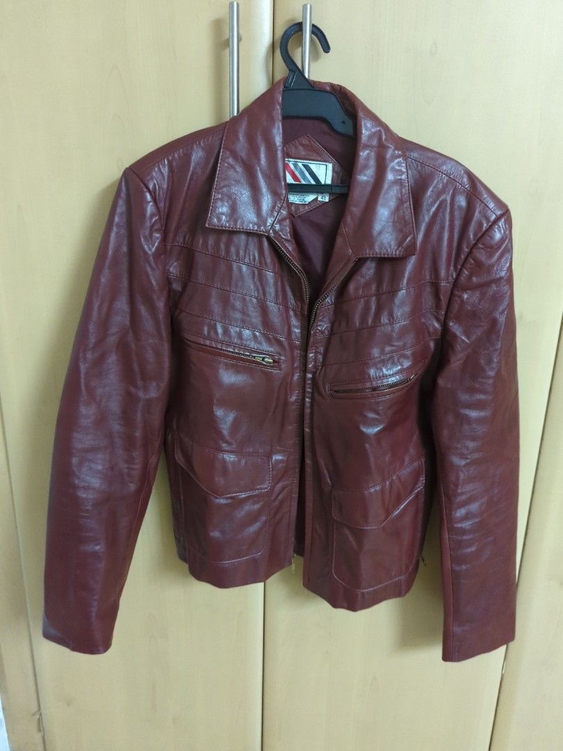 Chess King Maroon Leather Jacket, Women's Fashion, Coats, Jackets and ...
