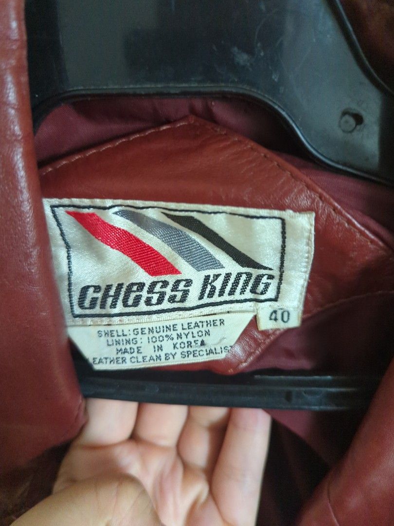 Chess King Maroon Leather Jacket, Women's Fashion, Coats, Jackets and ...