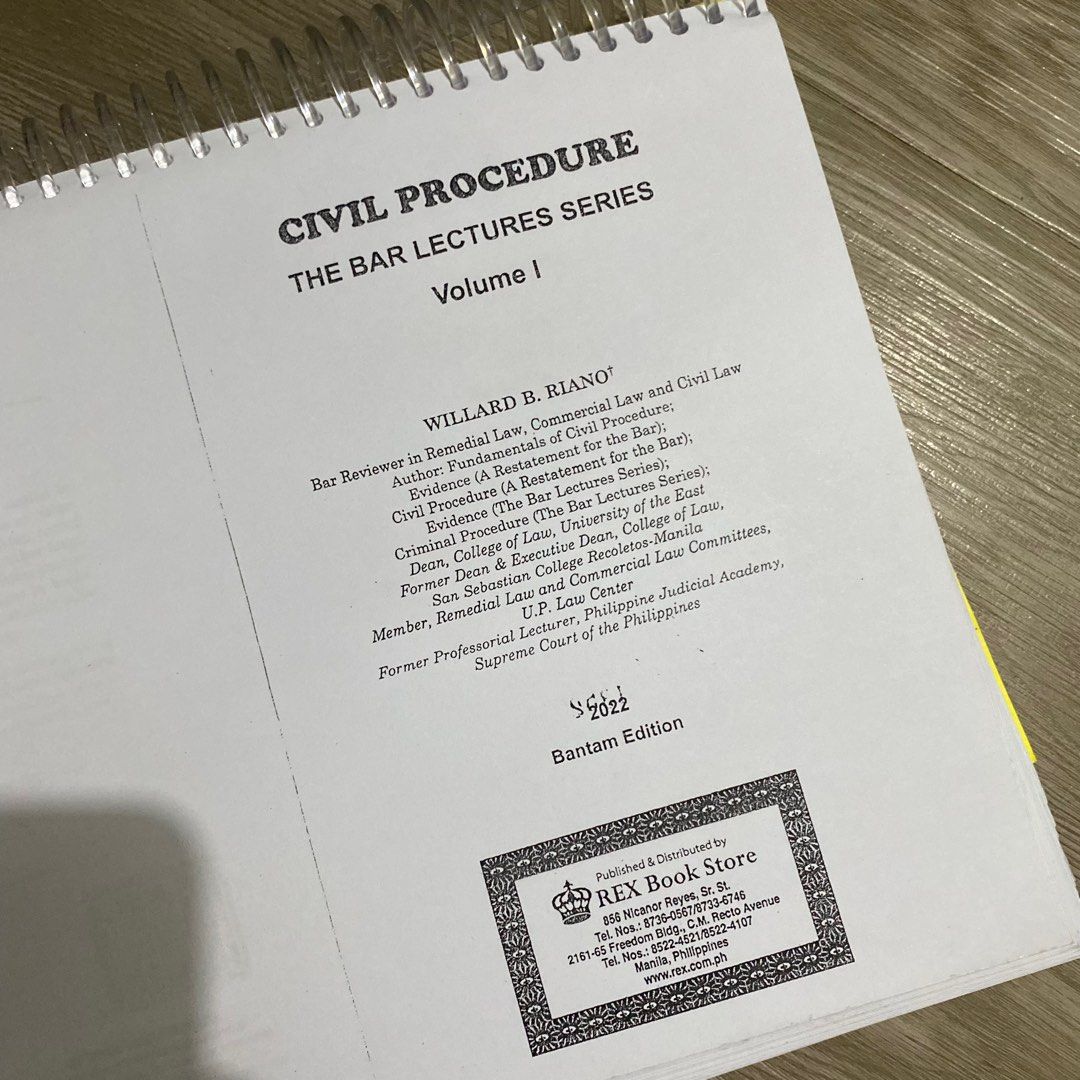Civil Procedure Riano Vol 1 2022 edition, Hobbies & Toys, Books ...