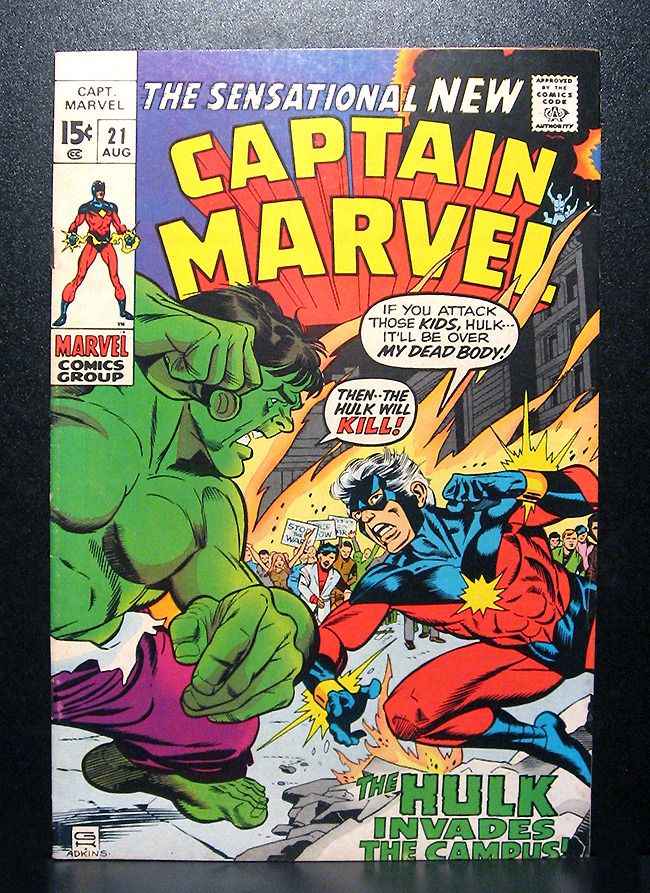 COMICS: Marvel: Captain Marvel #21 (1970), 1st Captain Marvel vs. Hulk ...