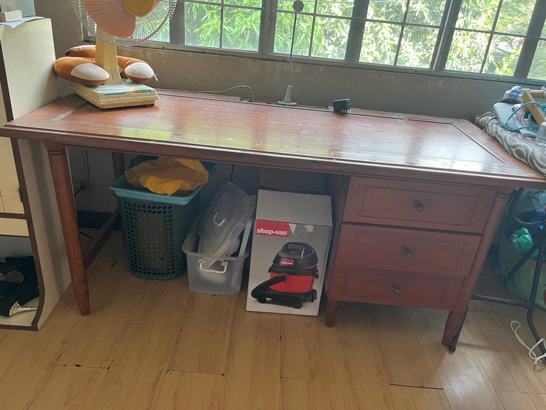 Computer table study table with SOCKETS, Furniture & Home Living ...