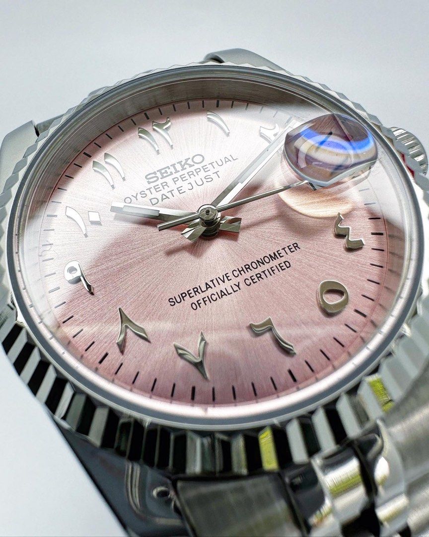 Custom Seiko Mod Ash Pink Arabic DateJust 36mm, Women's Fashion ...