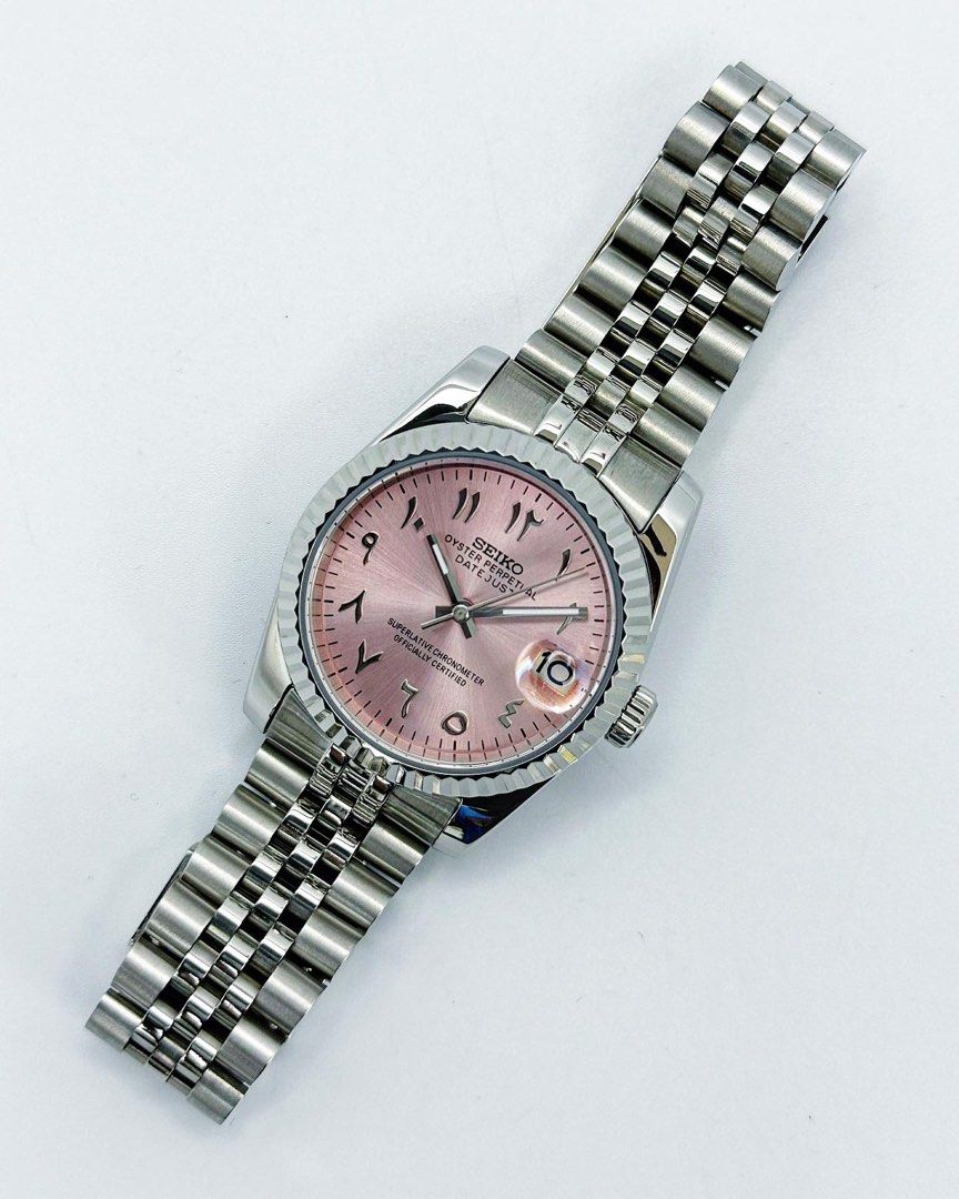 Custom Seiko Mod Ash Pink Arabic DateJust 36mm, Women's Fashion ...
