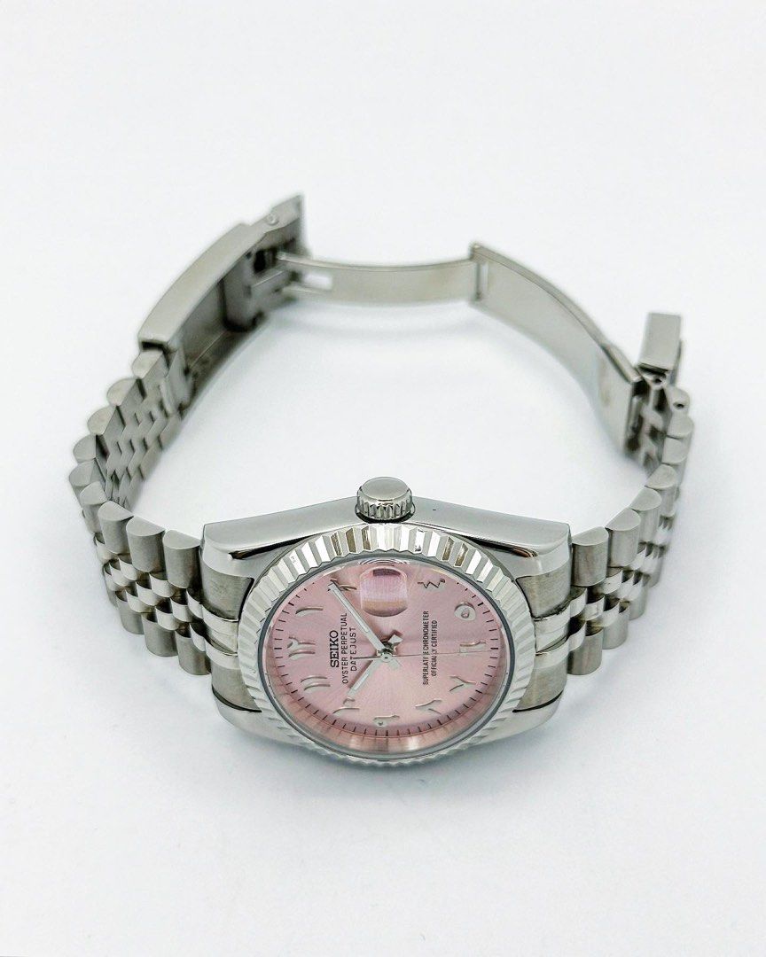 Custom Seiko Mod Ash Pink Arabic DateJust 36mm, Women's Fashion ...