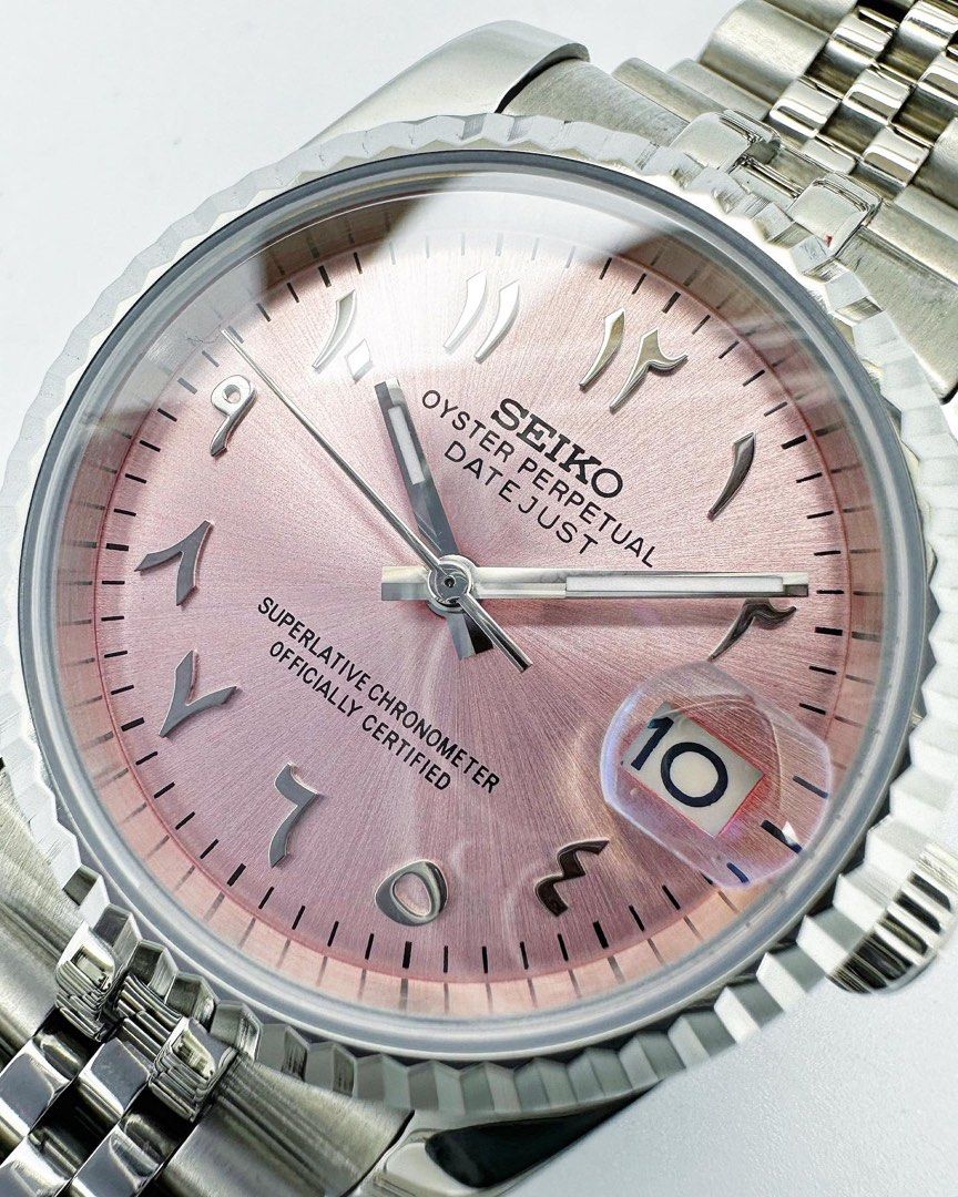 Custom Seiko Mod Ash Pink Arabic DateJust 36mm, Women's Fashion ...