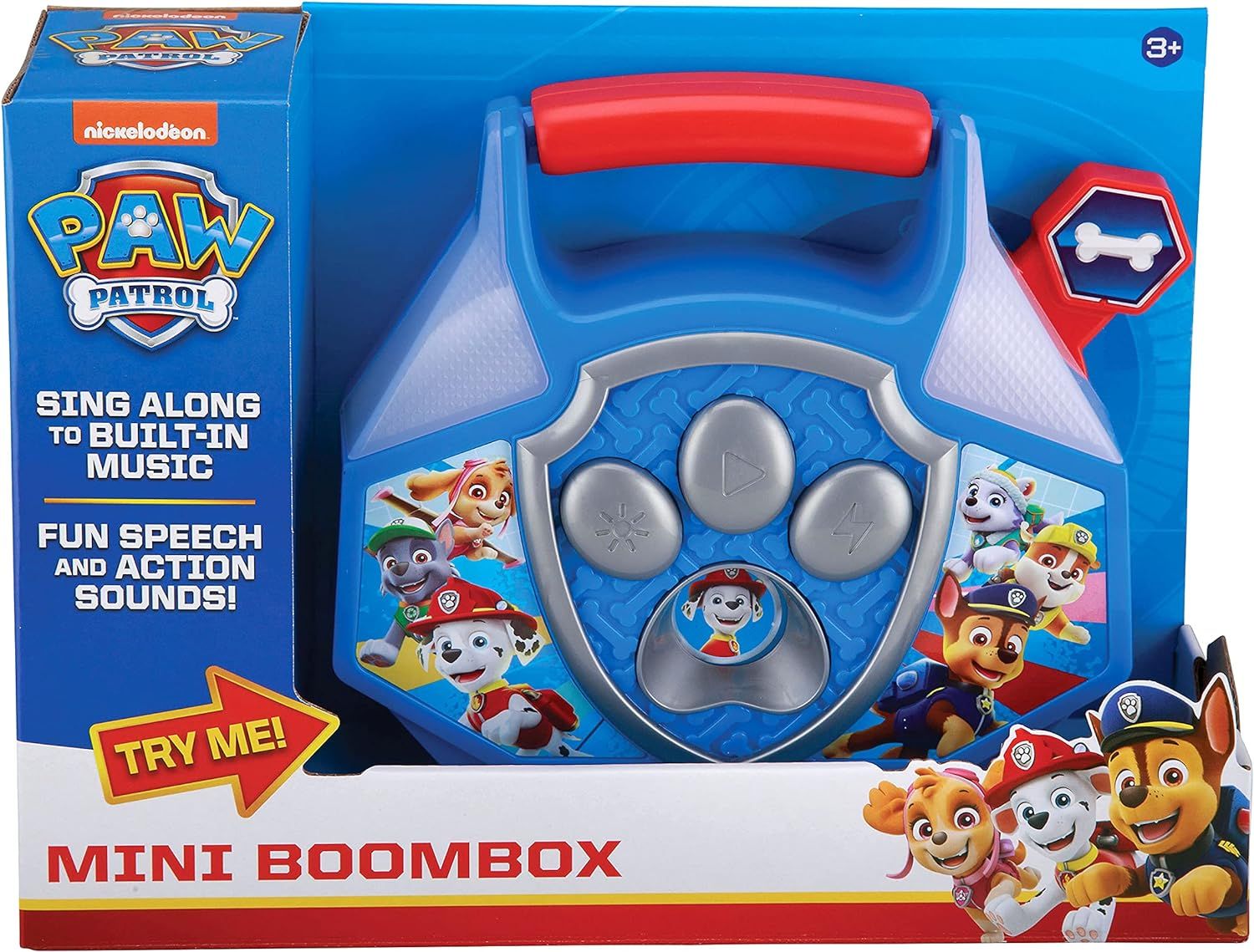 eKids Paw Patrol Mini Boombox, Built-in Music, Flashing Lights and ...