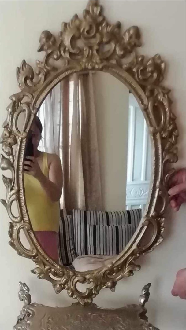 Elegant Gold mirror Solid Brass, Furniture & Home Living, Home Decor ...