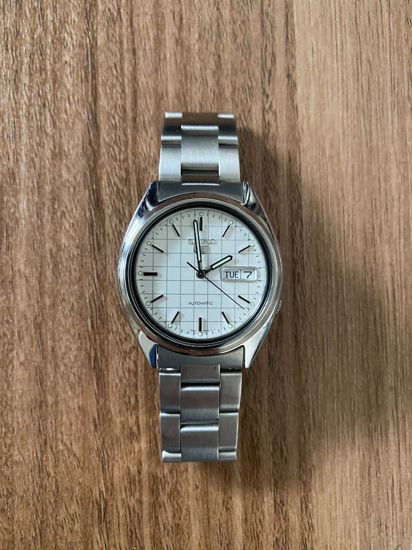 For Sale: Seiko 5 (White Grid) Unisex Watch, Luxury, Watches on Carousell