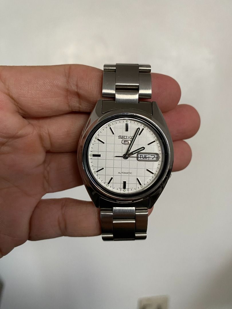 For Sale: Seiko 5 (White Grid) Unisex Watch, Luxury, Watches on Carousell