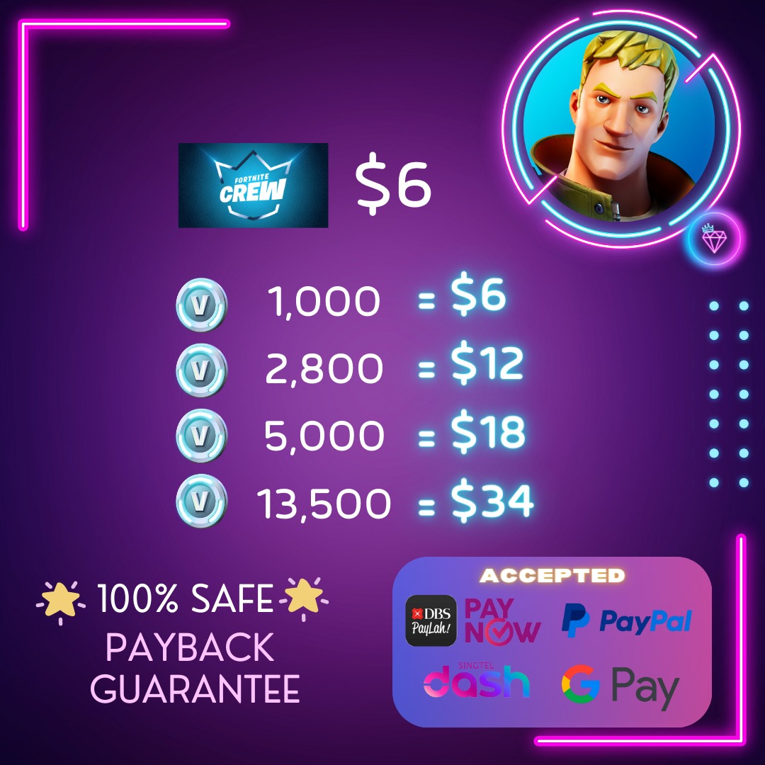 Fortnite Top-Up Service | Vbucks | Fortnite Crew | Login Required ...