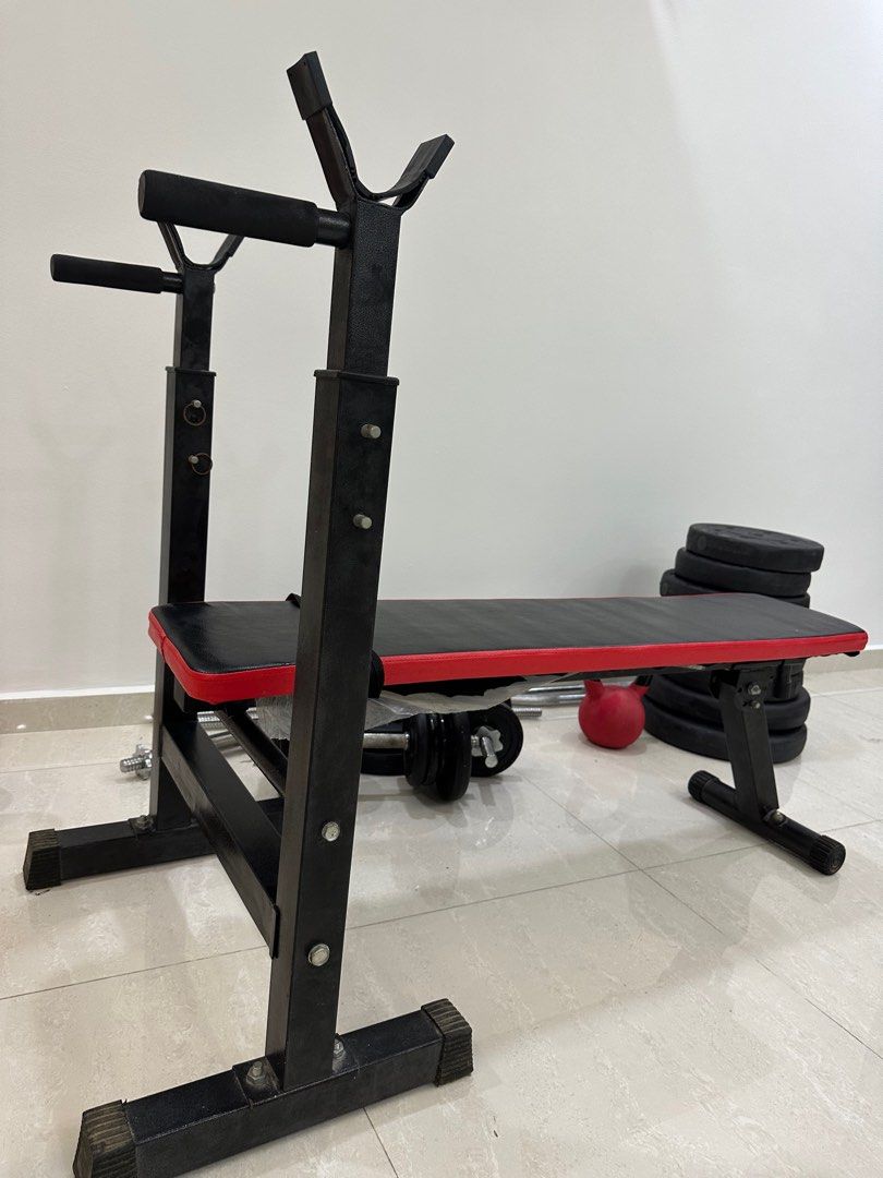 Full gym set with bench, weights and dumbbell, Sports Equipment ...