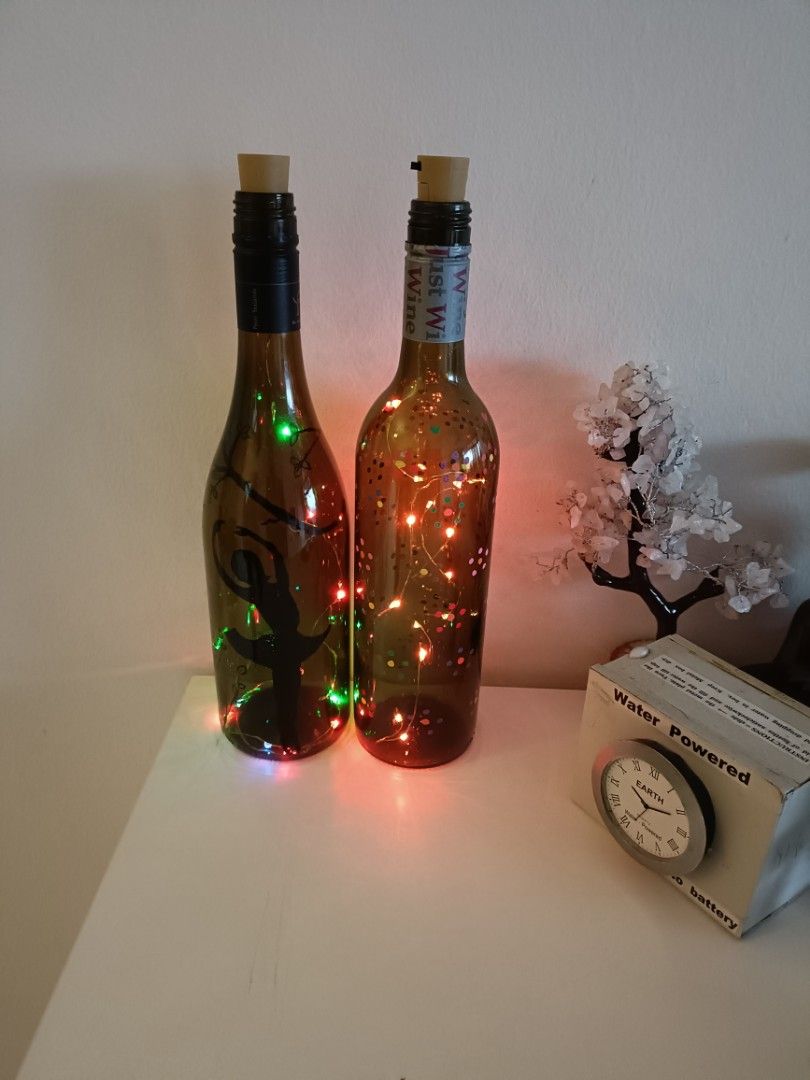 Glass bottles with led, Furniture & Home Living, Home Decor, Other Home ...
