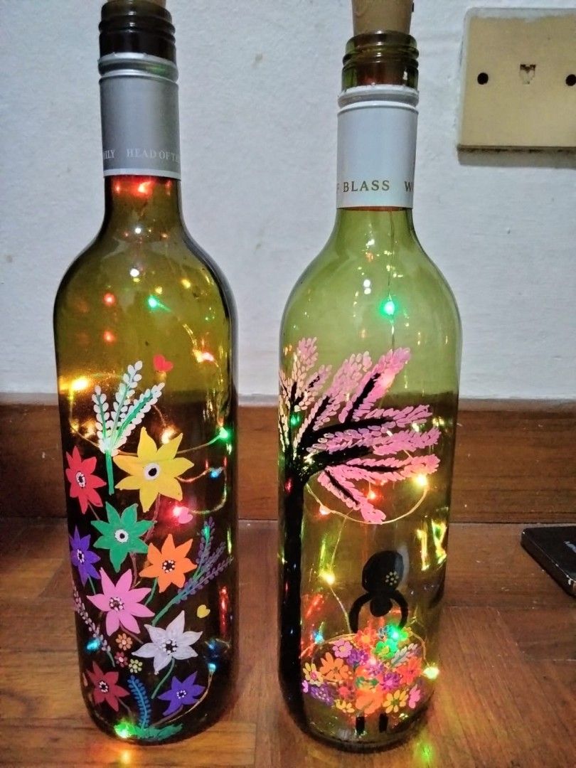 Glass bottles with led, Furniture & Home Living, Home Decor, Other Home ...