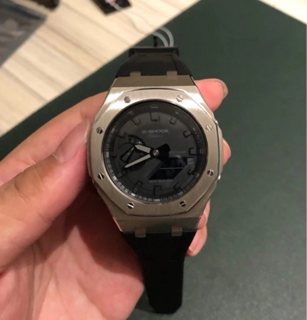 G-SHOCK CASIO OAK AP CUSTOM Silver Black GA-2100, Men's Fashion ...