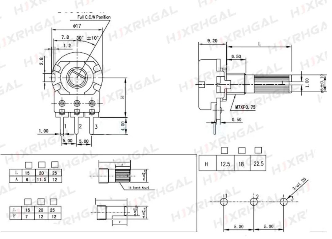 H148 10K 15mm 3 Pin Linear Taper Rotary Potentiometer Resistor for ...