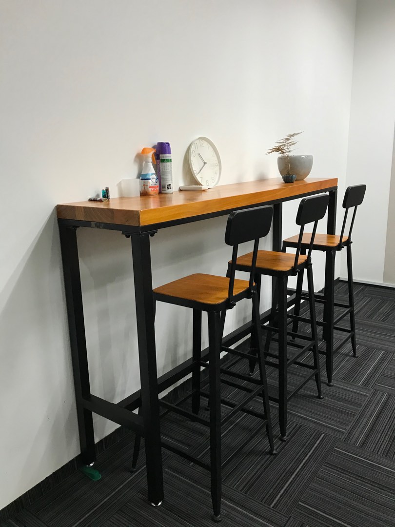 High Table / Bar Table / Pantry Table / Coffee Table with 3 chairs ...