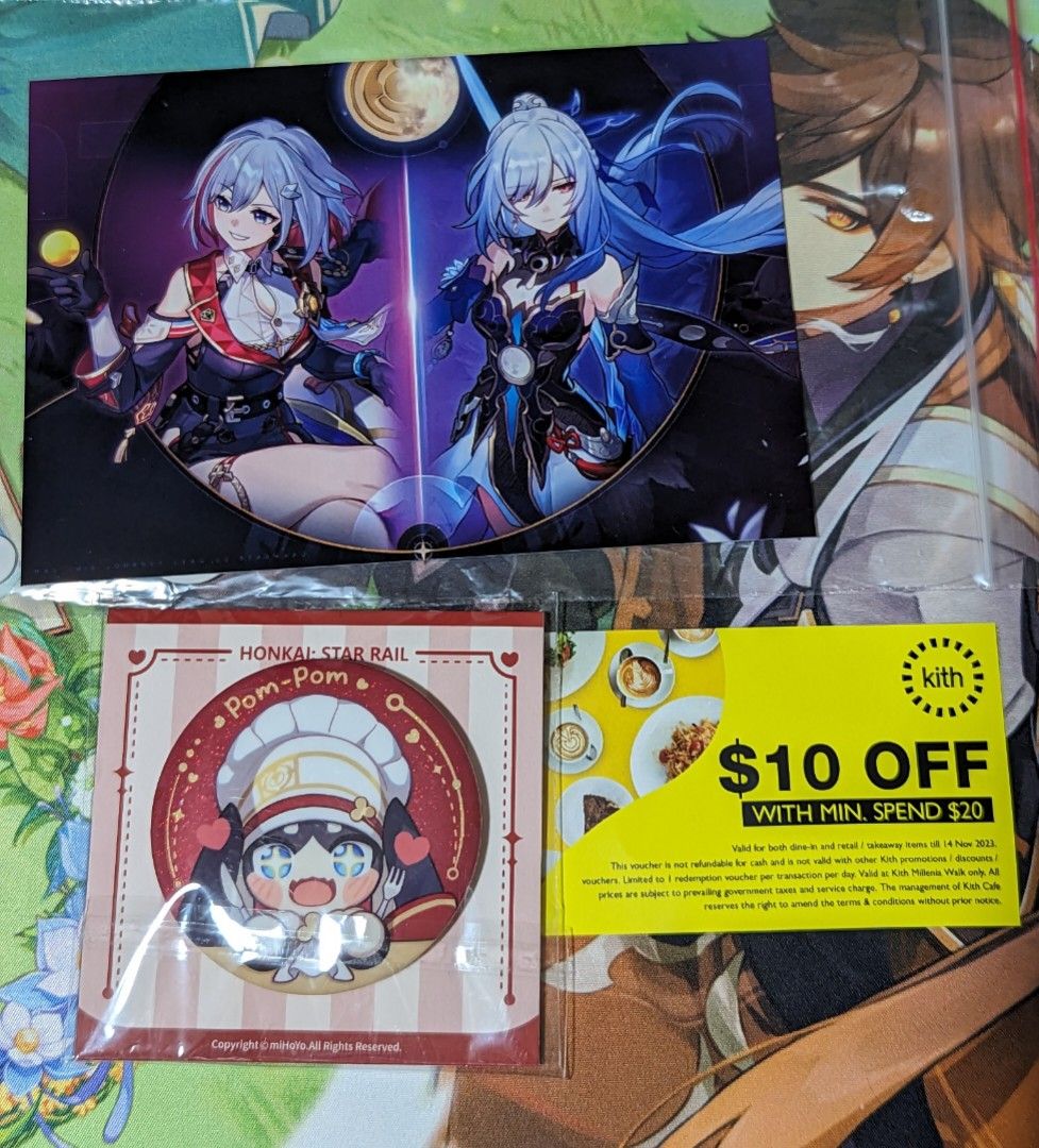 Honkai star rail HSR Kith cafe collab postcard badge, Hobbies & Toys ...