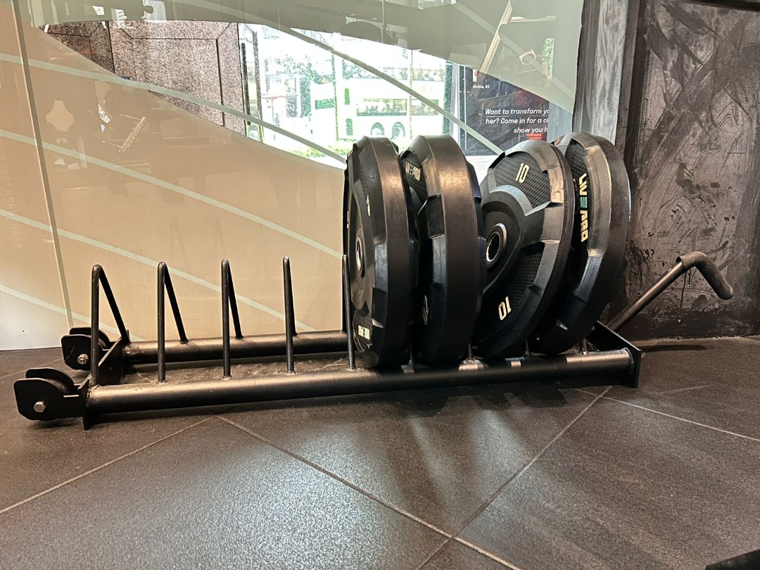 Horizontal Bumper Plate Rack - 8 Storage Holders, Sports Equipment ...