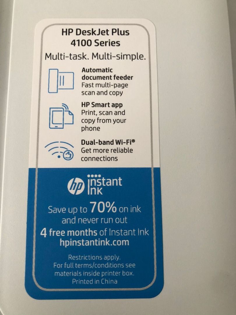 HP DeskJet Plus 4100 All-in-One series, Computers & Tech, Printers ...