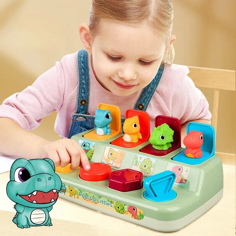 Interactive Pop-up Dinosaur Toy Peek A Boo Puzzle Games Baby Montessori ...