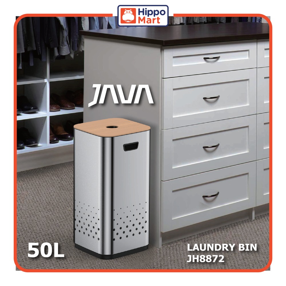 JAVA, JH8872, 50L, Laundry Bin, Stainless Steel, Laundry Basket ...