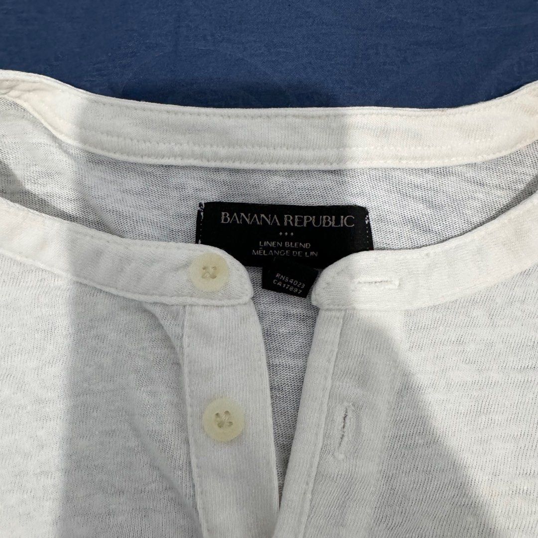 Kaos Banana Republic bahan Linen blend Putih Polos, Fesyen Pria ...