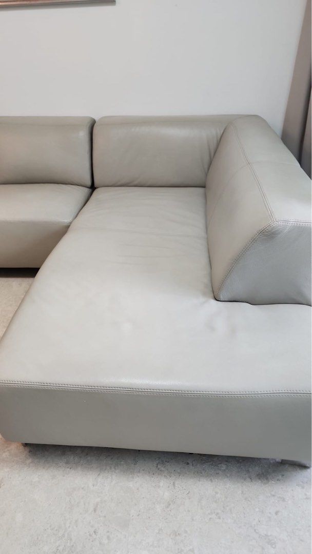 Japandi Domo Italia Leather L Shape Sofa, Furniture & Home Living ...