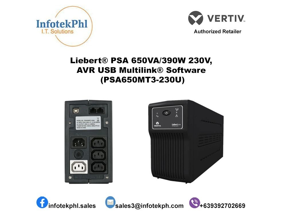 UPS Vertiv Liebert® PSA 650VA/390W 230V, AVR USB Multilink® Software ...