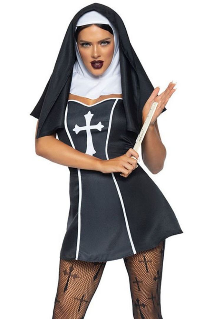 Lucky Doll® Midnight Nun Satin Costume, Women's Fashion, Dresses & Sets ...