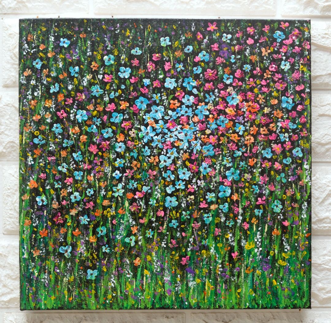 Lukisan Kanvas Acrylic 100% Asli 30x30-Spring Love, Desain & Kerajinan Tangan, Karya Seni di ...