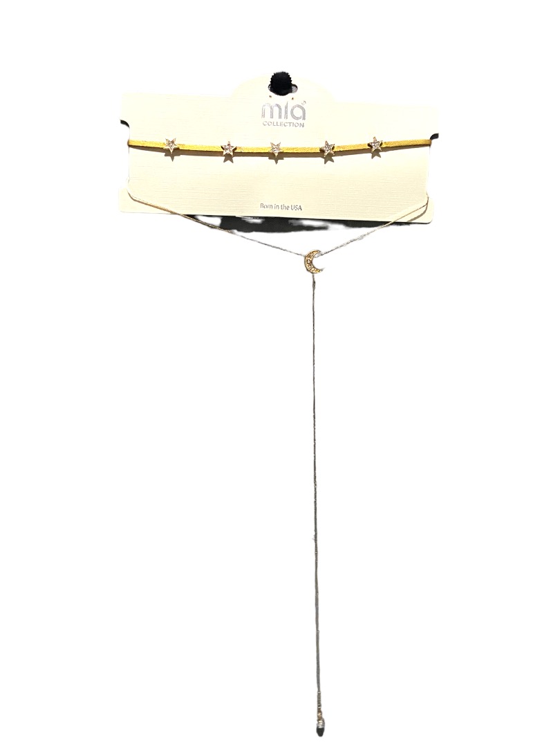 Mia Collection Necklace Set Gold Tone Moon and Stars Choker Y Drop ...