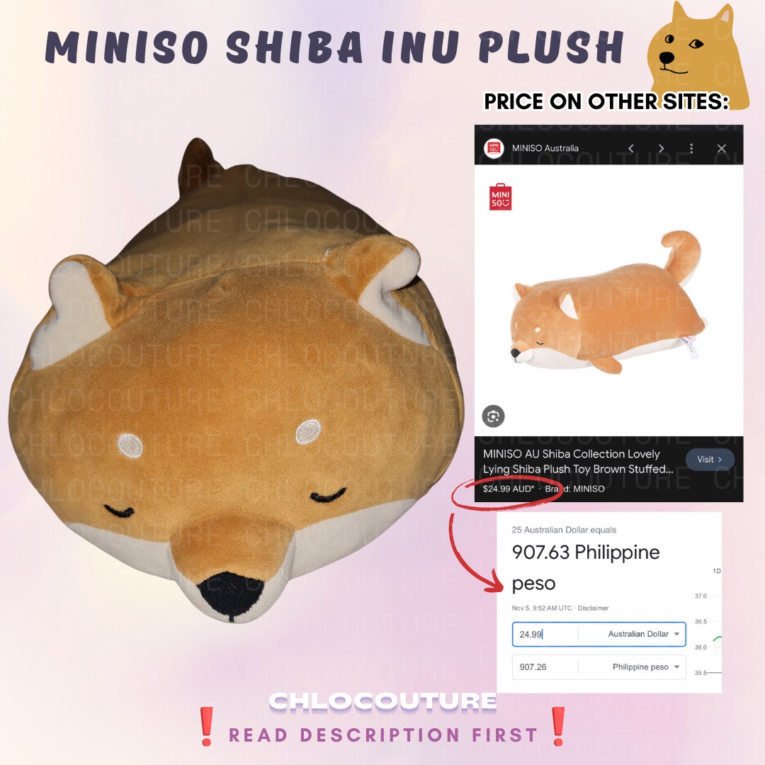 MINISO SHIBA INU PLUSH STUFFED TOY, Hobbies & Toys, Toys & Games on ...