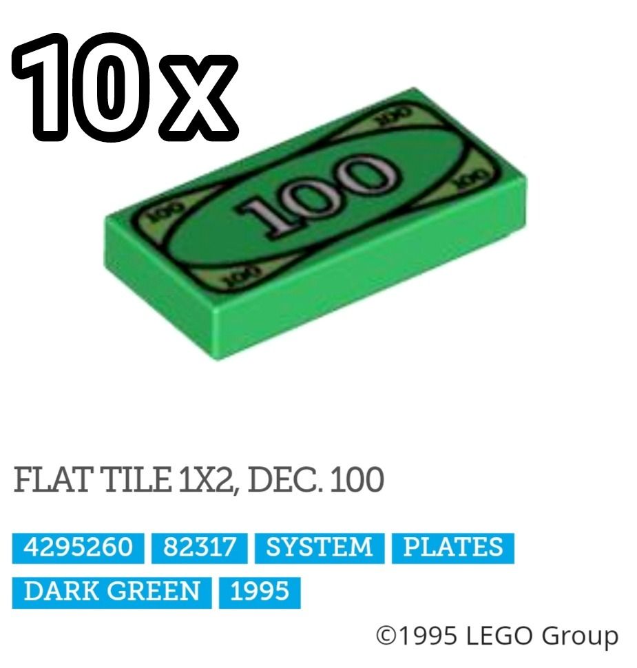 ♈New Lego 配件 鈔票 現金 紙幣 Bank Cash 10x, 興趣及遊戲, 玩具 & 遊戲類 - Carousell