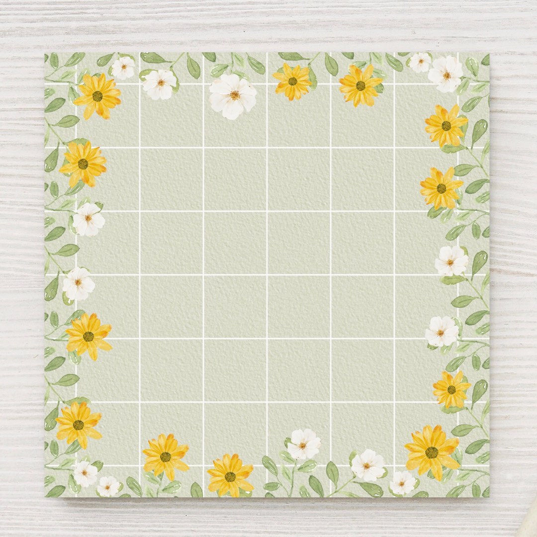 Notepad Yellow and White Floral, Hobbies & Toys, Stationary & Craft ...