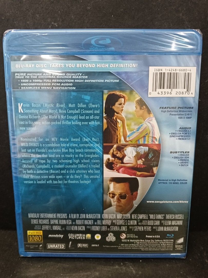 Original Blu Ray Disc Wild Things Kevin Bacon Matt Dillon Neve